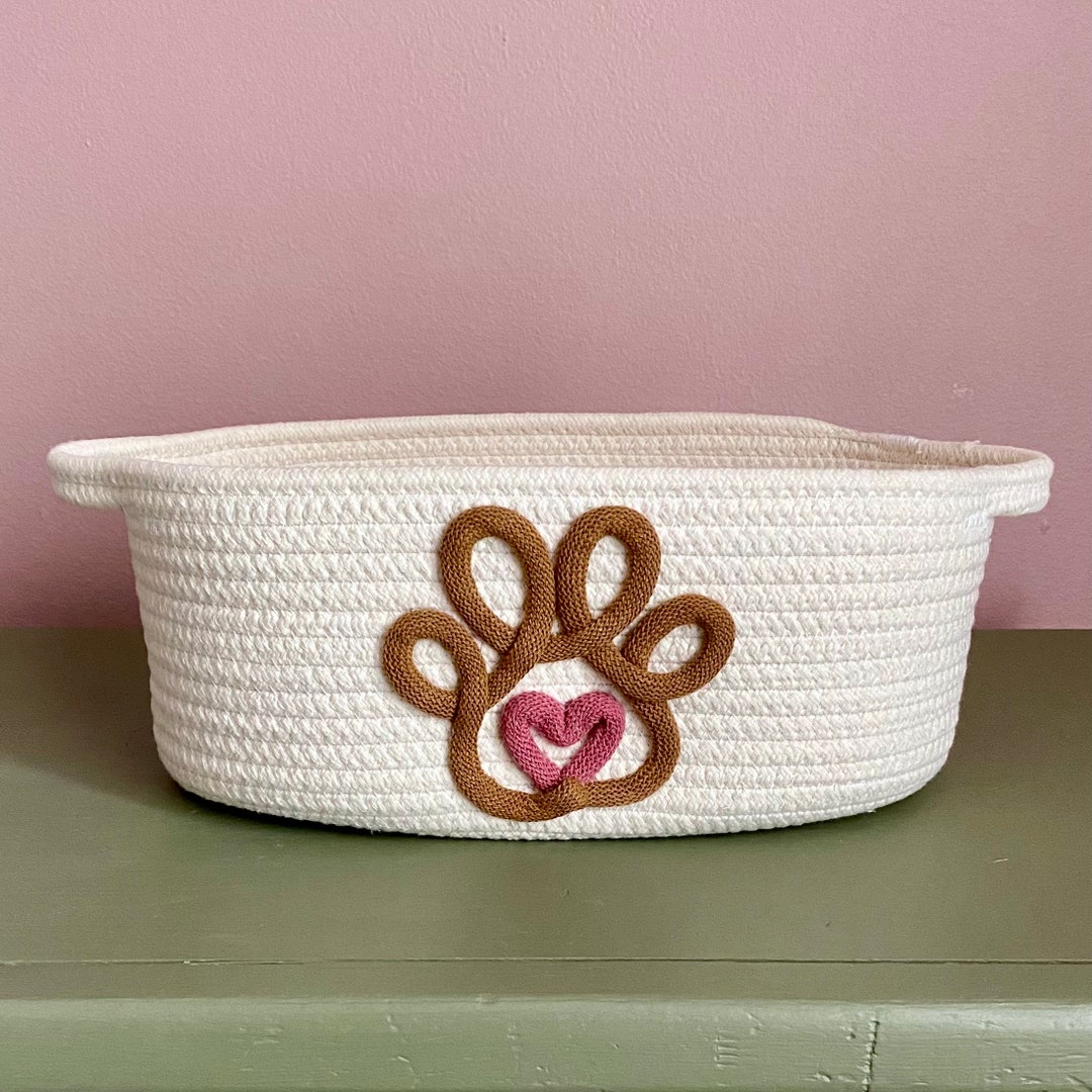 Paw Print Cotton Rope Basket, Dog Toy Storage, Pet Gift - Etsy
