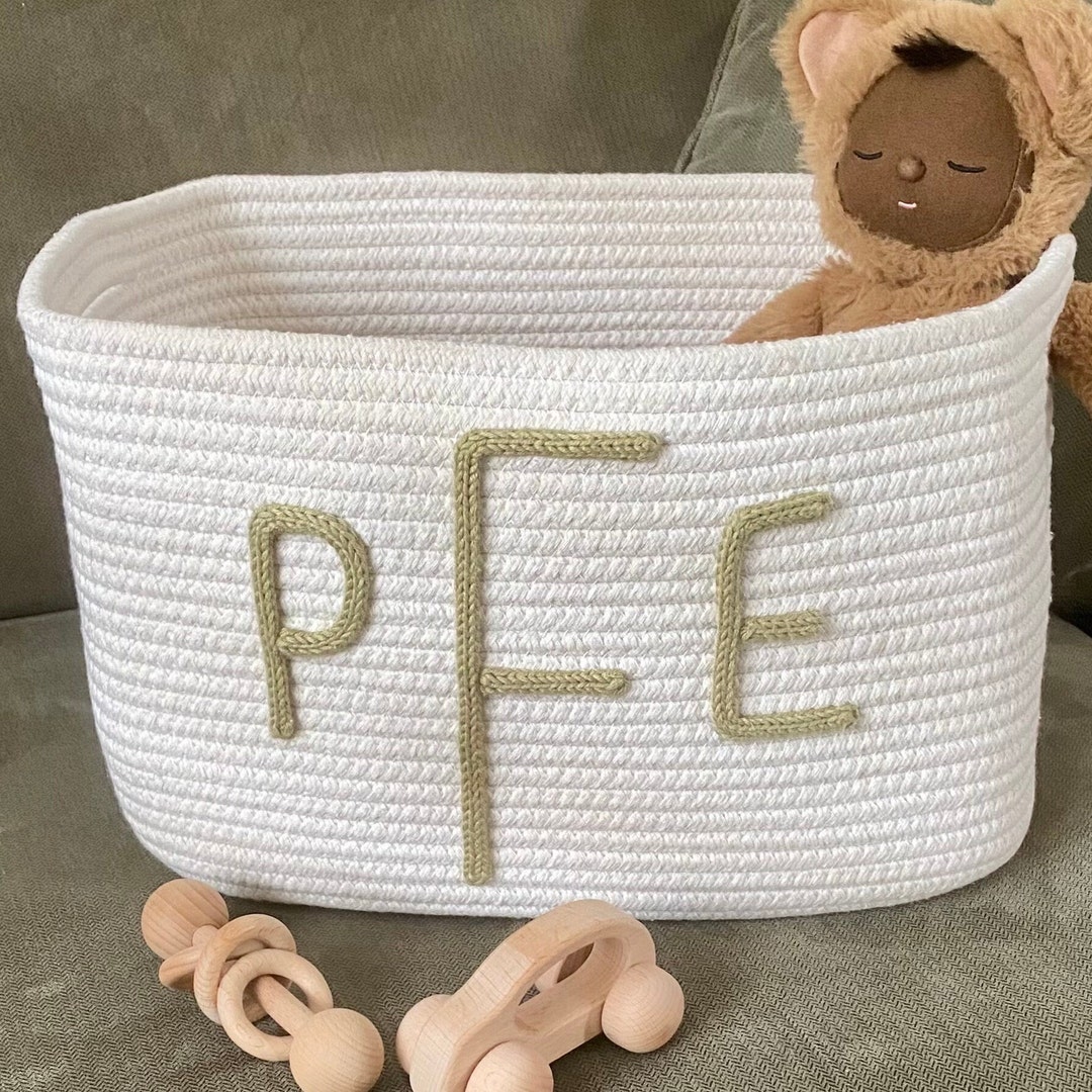 Personalized Baby Shower Gift Basket, Monogrammed Cotton Rope Basket - Etsy