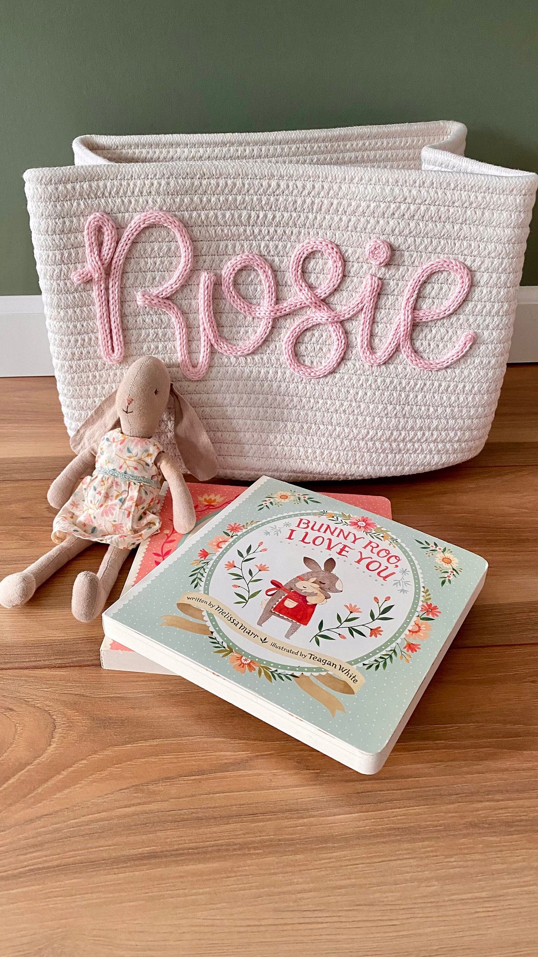 Personalized Baby Shower Gift Basket, Customized Rope Name Basket ...