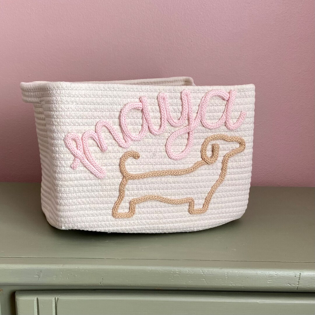 Personalized Crochet Rope Basket, Custom Name & Shape, Baby Shower Gift ...