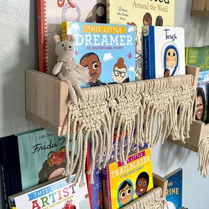 Wood Macrame Book Shelf, Boho Book Shelf, Macrame Bookshelf, Vintage ...