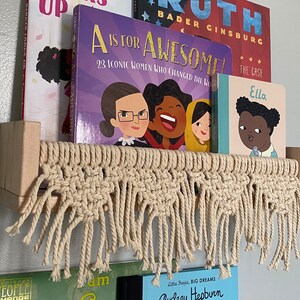 Wood Macrame Book Shelf, Boho Book Shelf, Macrame Bookshelf, Vintage ...