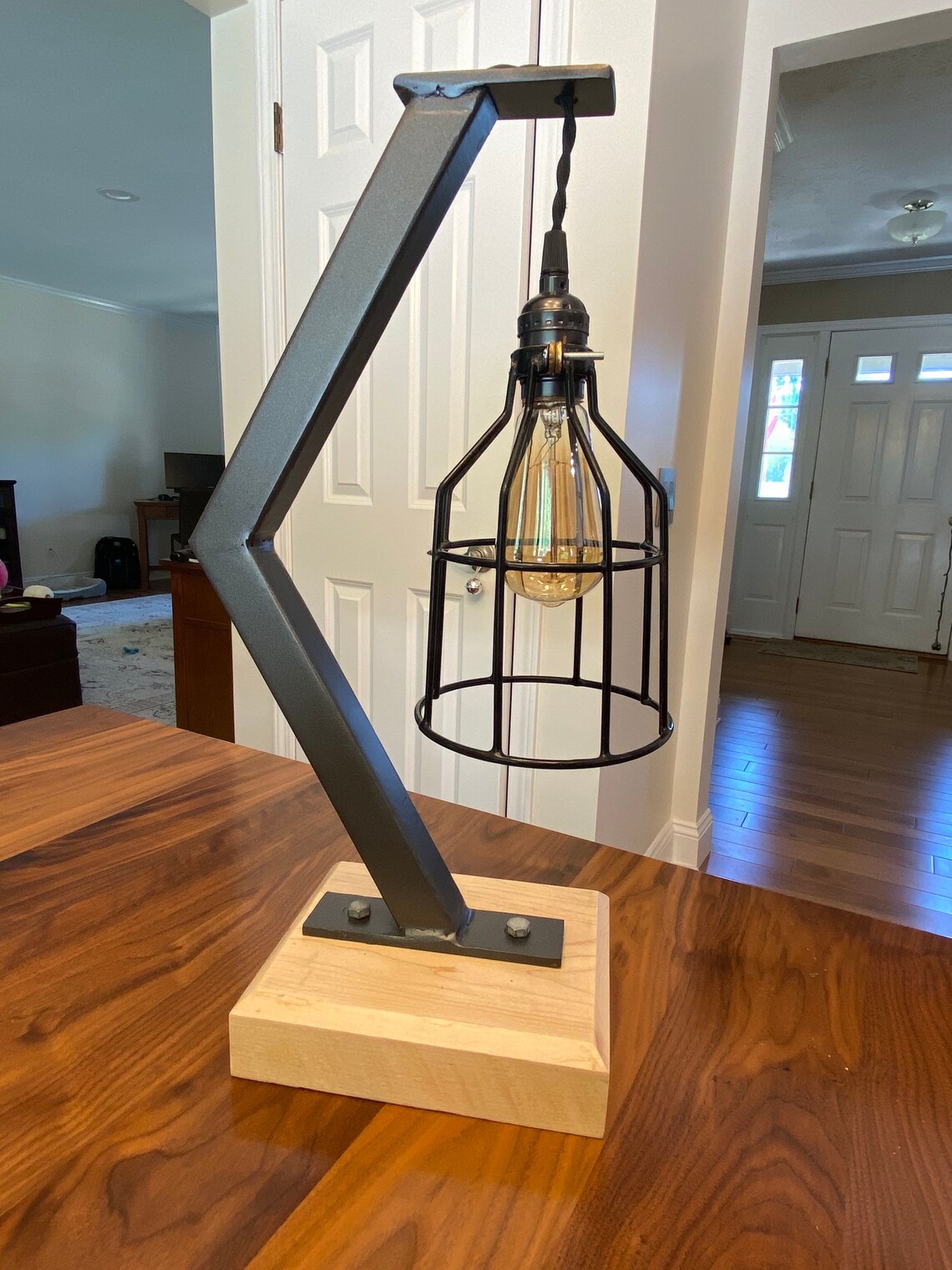 Rustic Maple Edison Desk Lamp - Etsy