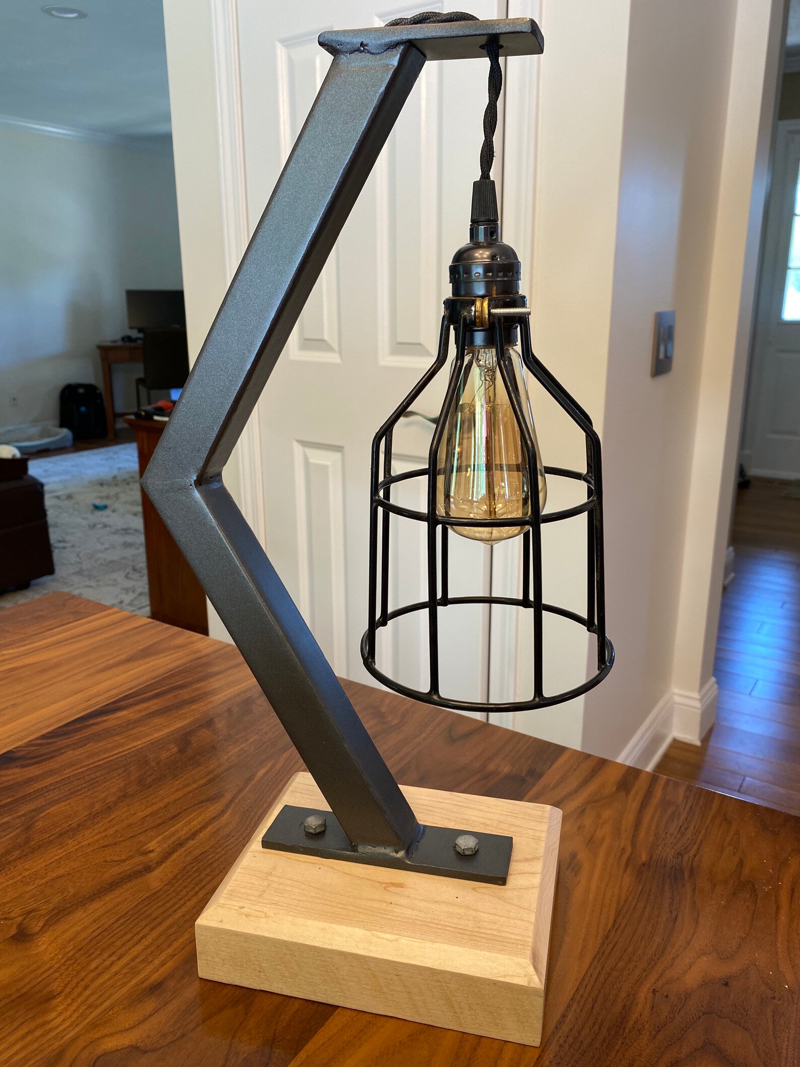 Rustic Maple Edison Desk Lamp - Etsy