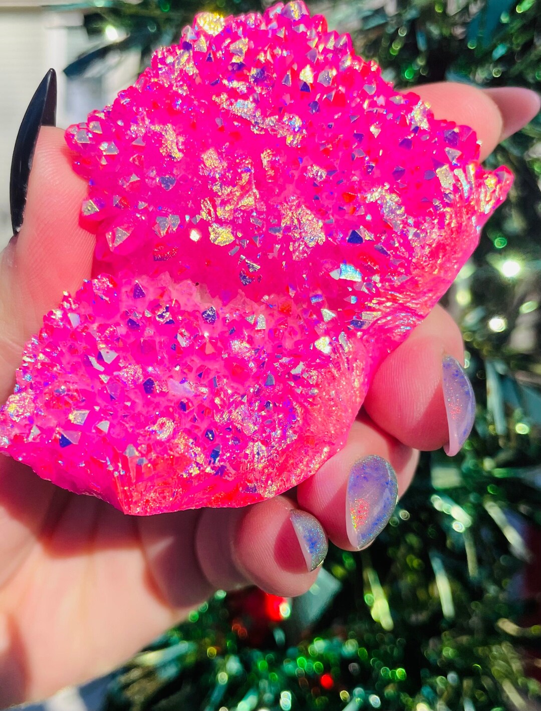 Hot Pink Aura Quartz Cluster, Aura Quartz, Clear Quartz, Home Decor ...