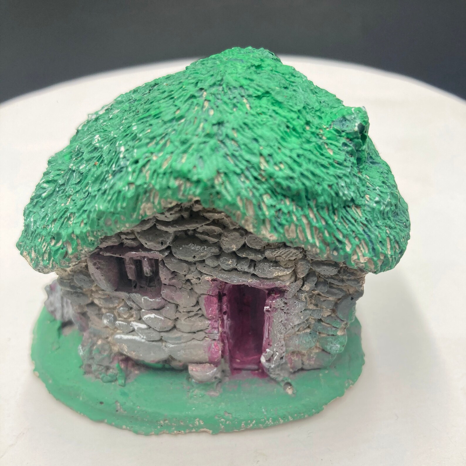 Handpainted Miniature Concrete Straw Hut Sealed With Non Toxic Sealer ...