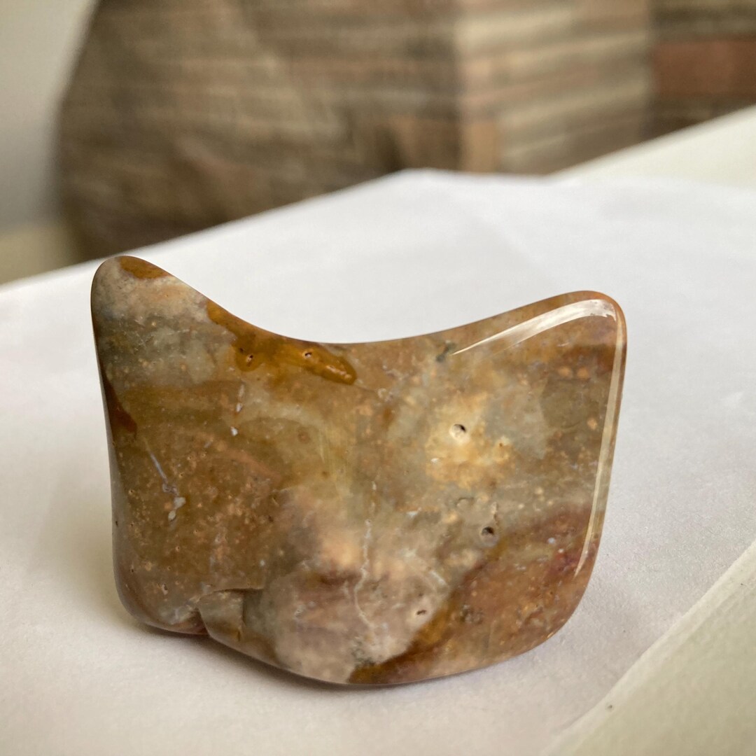 1oz/ 28 Grams Polished Cat Head Shaped Utah Jasper, Gift for Cat Person ...
