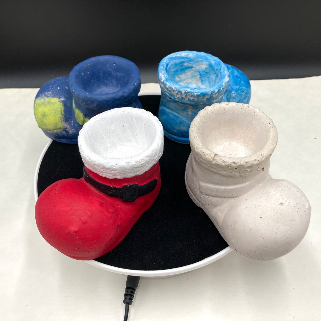 Concrete Santa's Boot Candle Holder/ Succulent/cactus Planter Sealed W ...