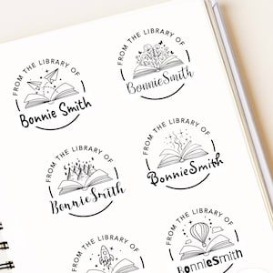Personalized Library Stamp, Custom Stamp, Book Library Stamp, Gift for ...