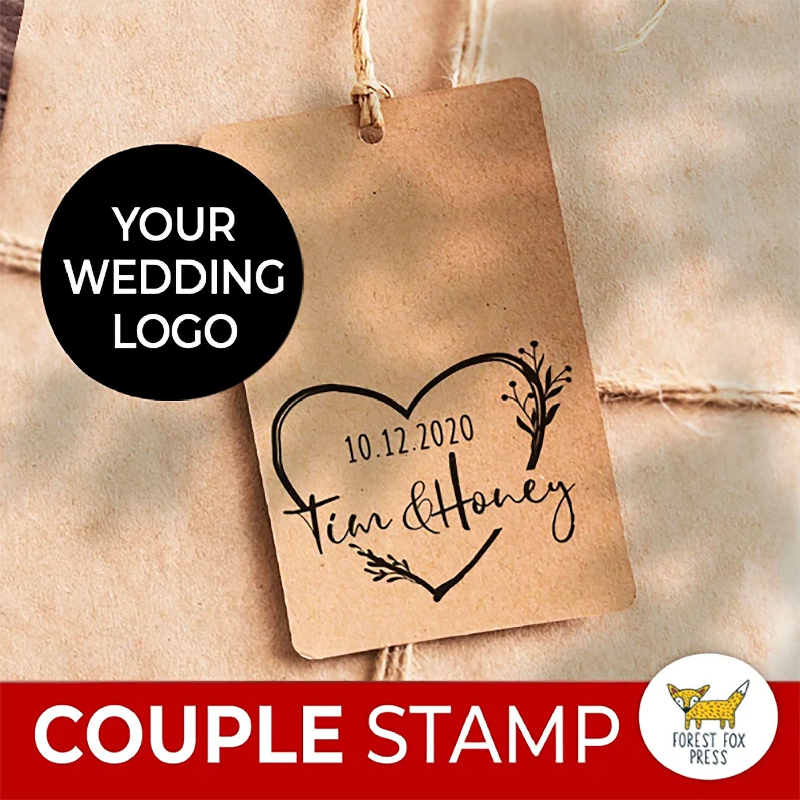 Wedding Heart Rubber Stamp: Custom Logo Branding, Packaging Stamp - Etsy
