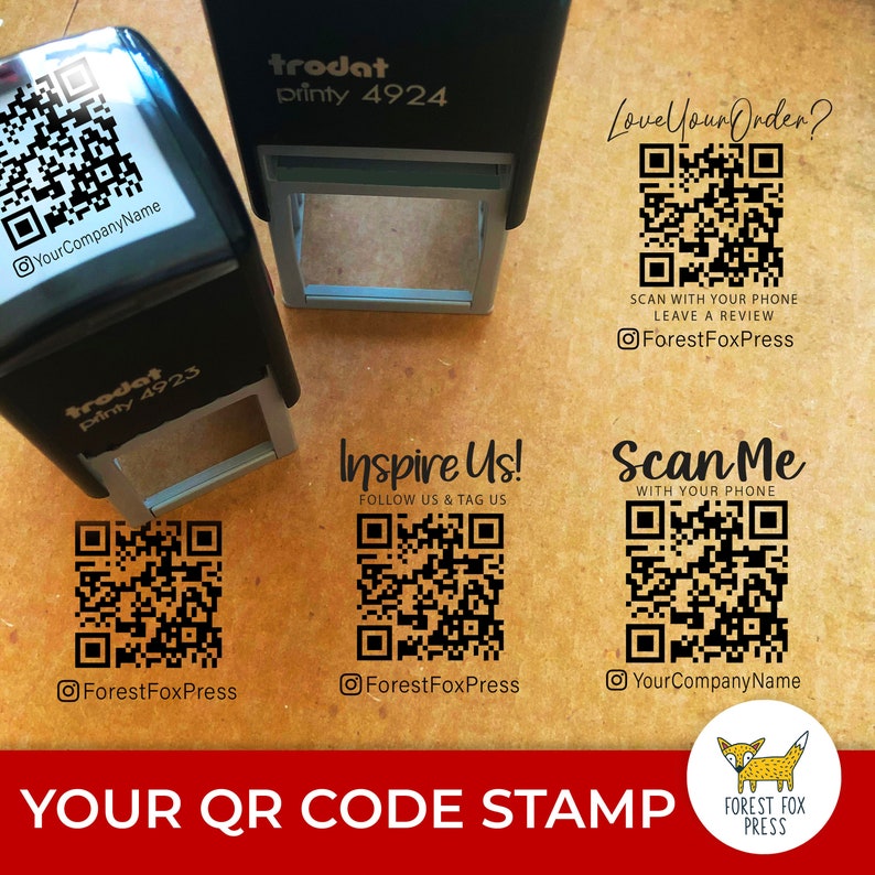 QR Code Self-inking Custom Logo Stamp Custom Rubber Stamp - Etsy Canada