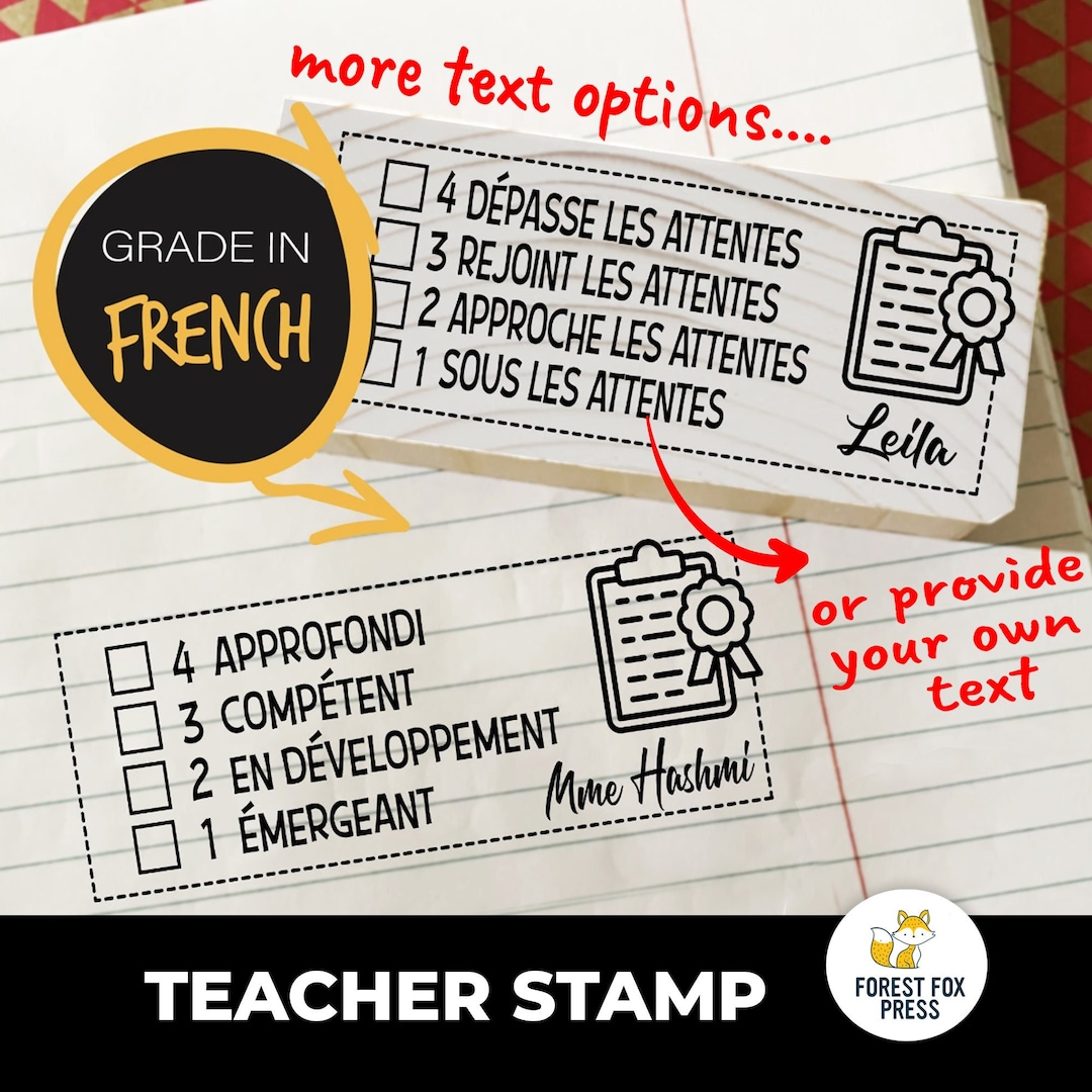 French Teacher Grade Stamp Personalized Christmas Gift - Etsy