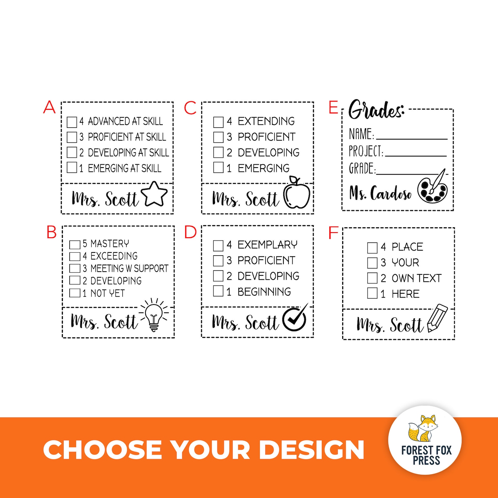 Personalized Teacher Grading Stamp: Custom Wood or Self-inking - Etsy