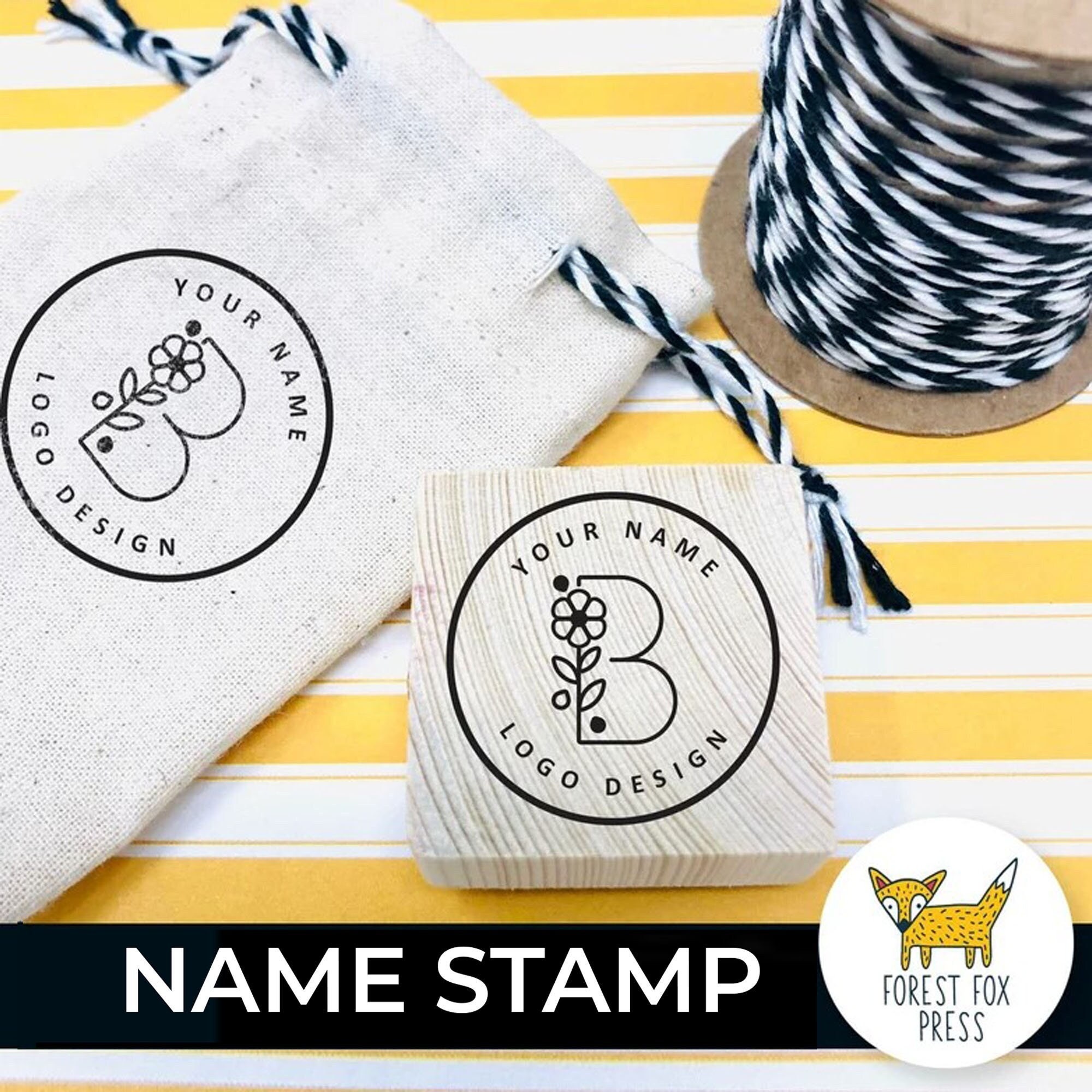 Monogram With Name Stamp Business Logo Letter Stamp Personal | Etsy Canada