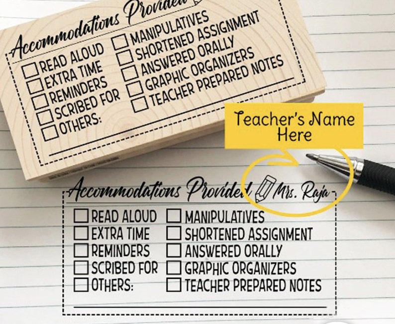 Personalized Teacher Accommodation Stamp: Student Progress Review - Etsy