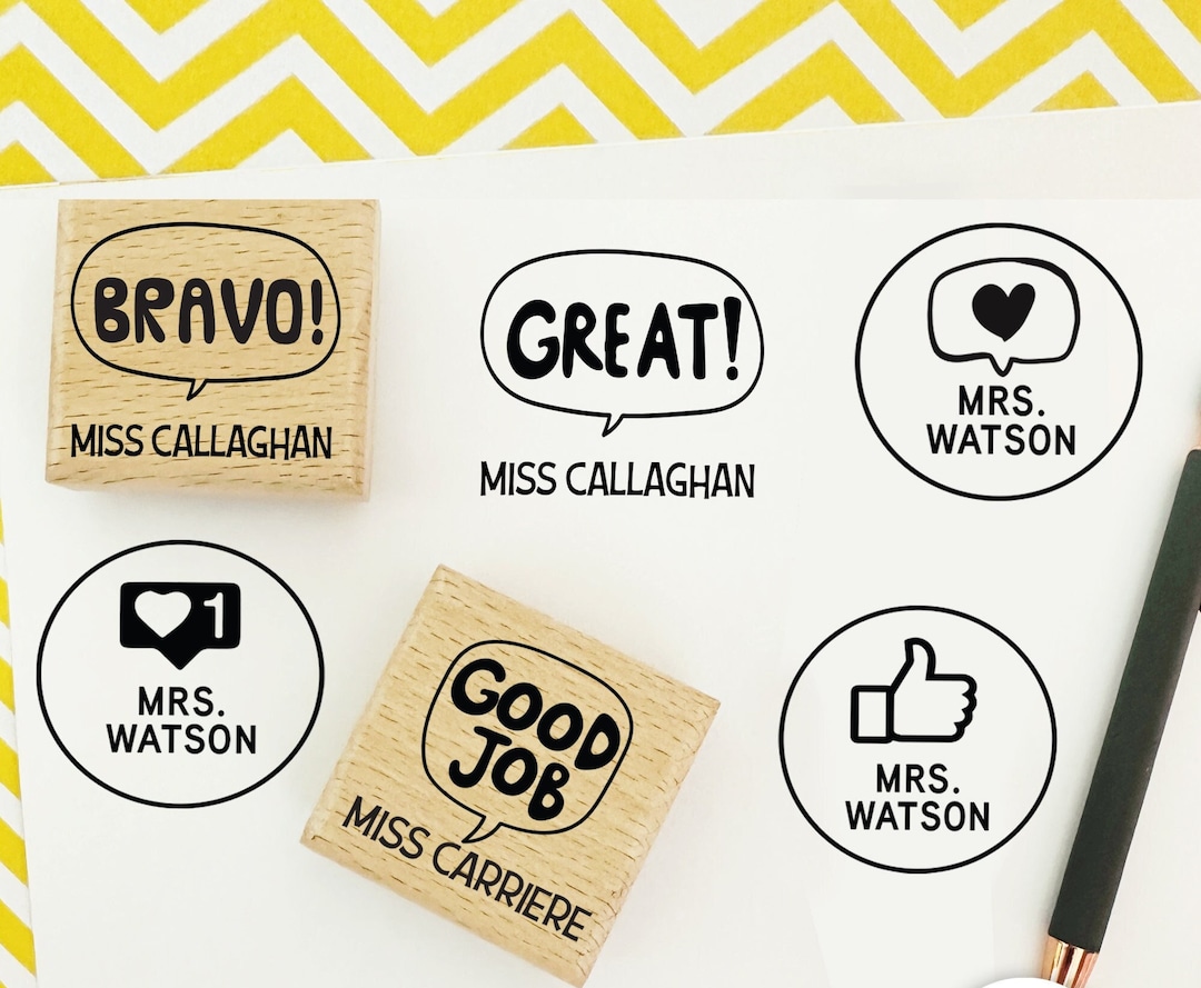 Personalized Teacher Stamp: Custom Grading, Wood or Self-inking - Etsy