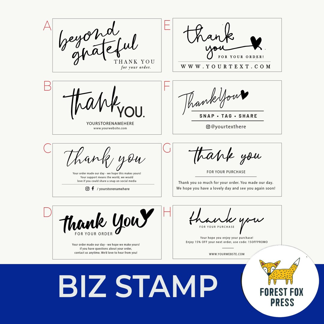Custom Thank You Stamp Business Stamp Social Media Stamp - Etsy