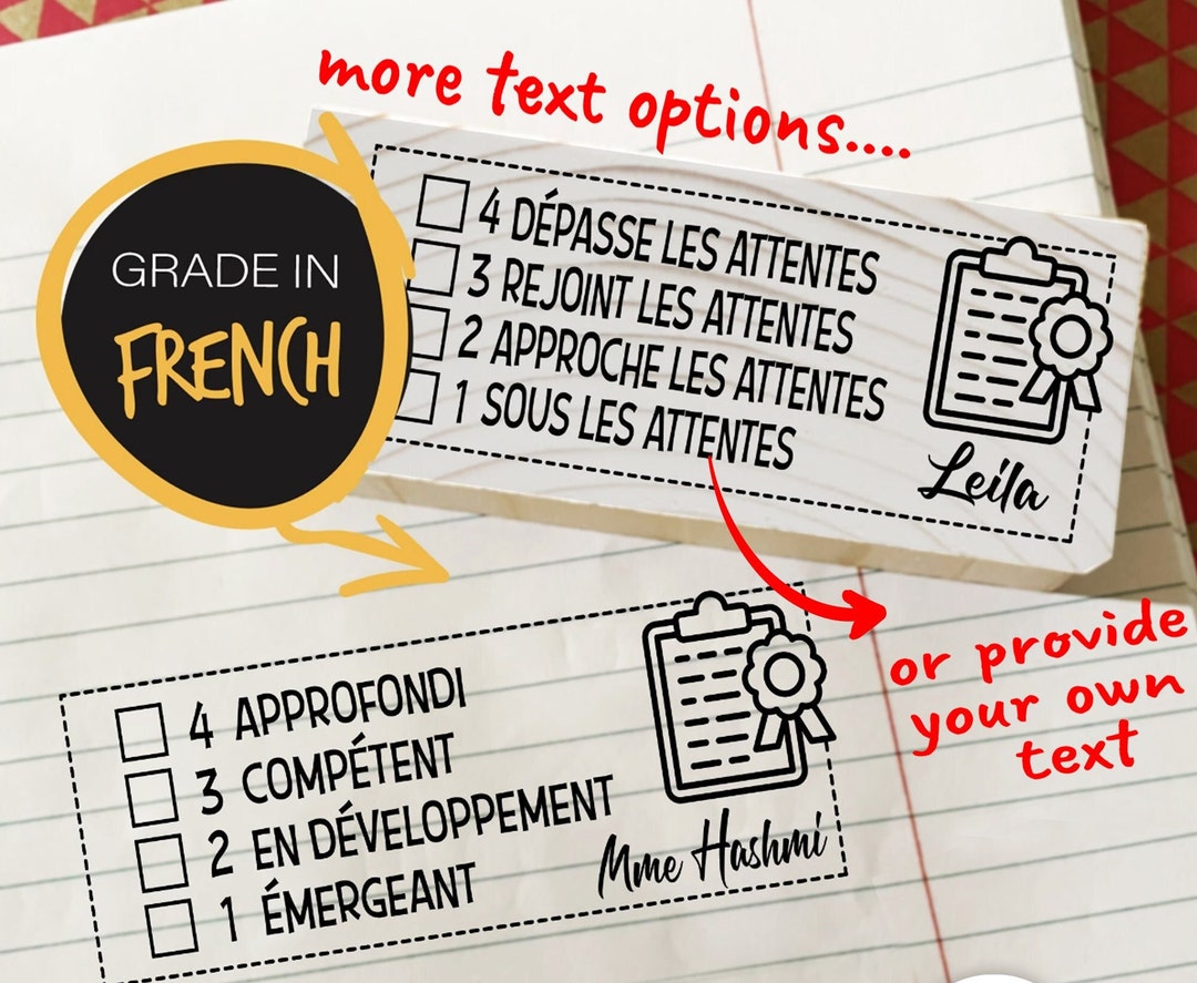 French Teacher Grade Stamp, Teachers Gift, Gift for Teacher, Custom ...