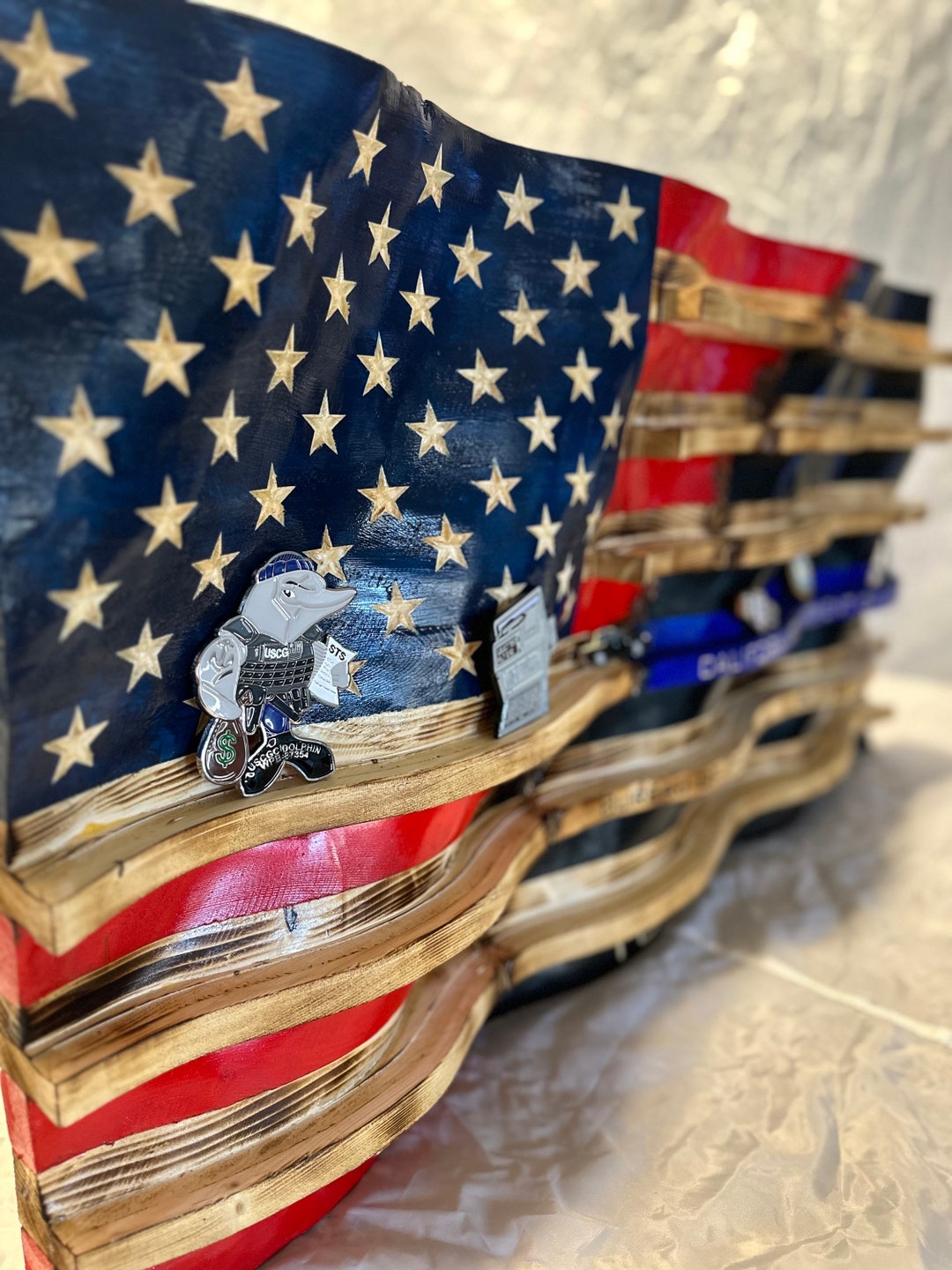 Challenge Coin Display, Waving Flag, Handmade, Challenge Coin Holder - Etsy