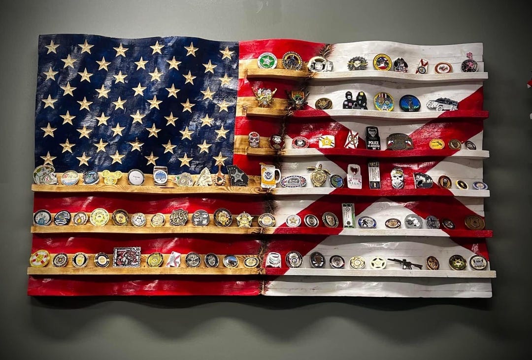 29.5”x50” Wooden Waving Challenge Coin Flag - Etsy