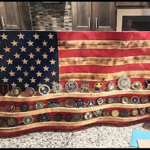 Challenge Coin Display, Waving Flag, Handmade, Challenge Coin Holder - Etsy