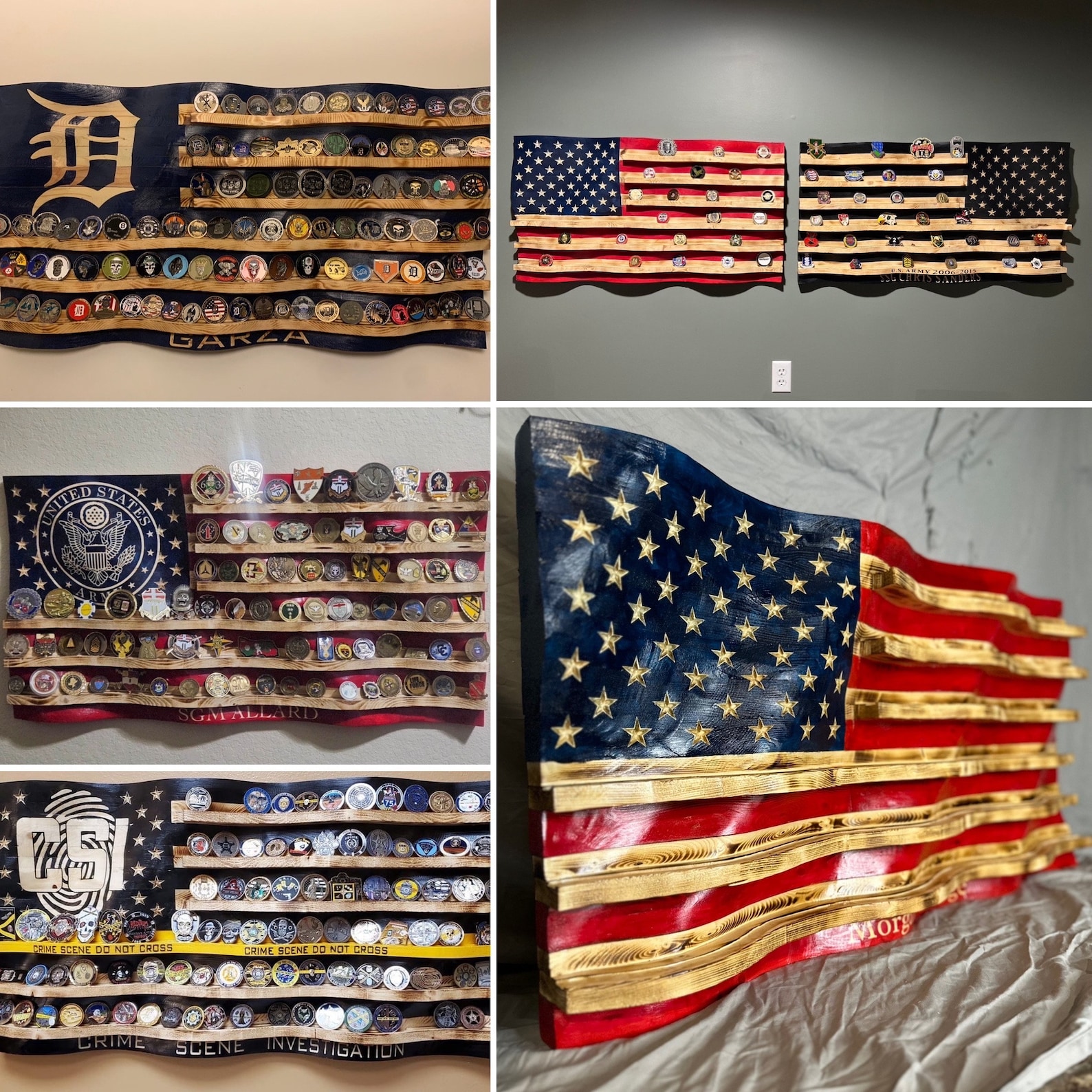 Challenge Coin Display, Waving Flag, Handmade, Challenge Coin Holder - Etsy