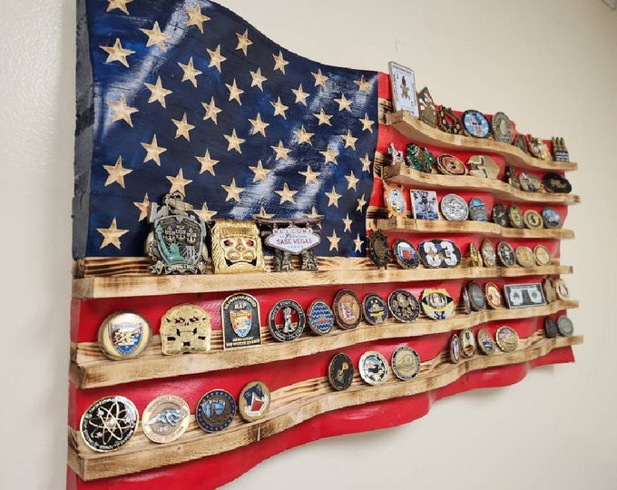 Challenge Coin Display, Waving Flag, Handmade, Challenge Coin Holder - Etsy