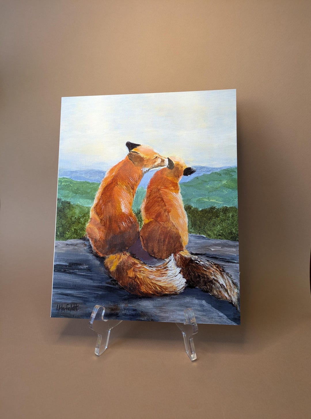 Fox Kisses Art Print – Two Red Foxes Over the Valley, 8x10 Peaceful ...