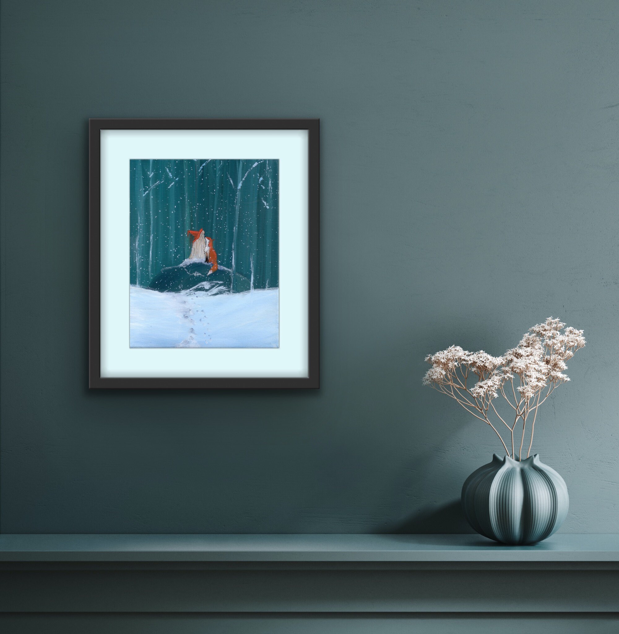 Gnome Nisse Tomte and Fox 8x10 Print Gnome Fox Nighttime Art - Etsy Ireland