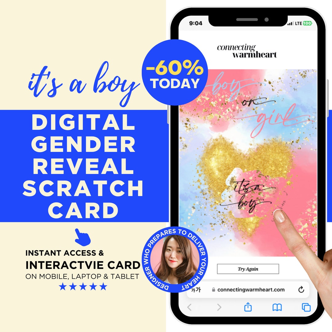 BOY Digital Scratch off Card Gender Reveal Ideas Unique to Family ...