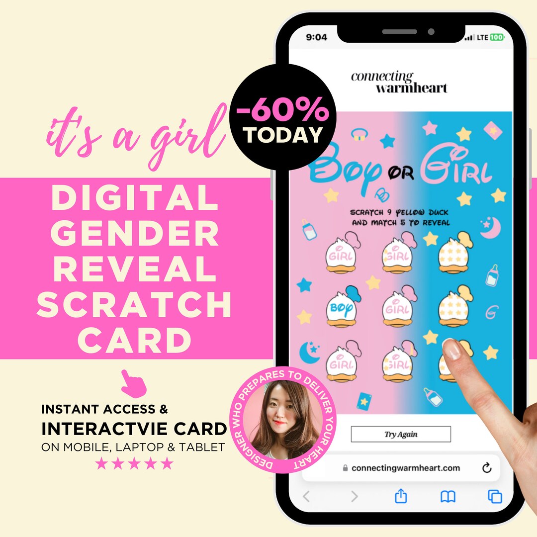 Girl Digital Scratch off Card Gender Reveal Ideas Unique to Family ...