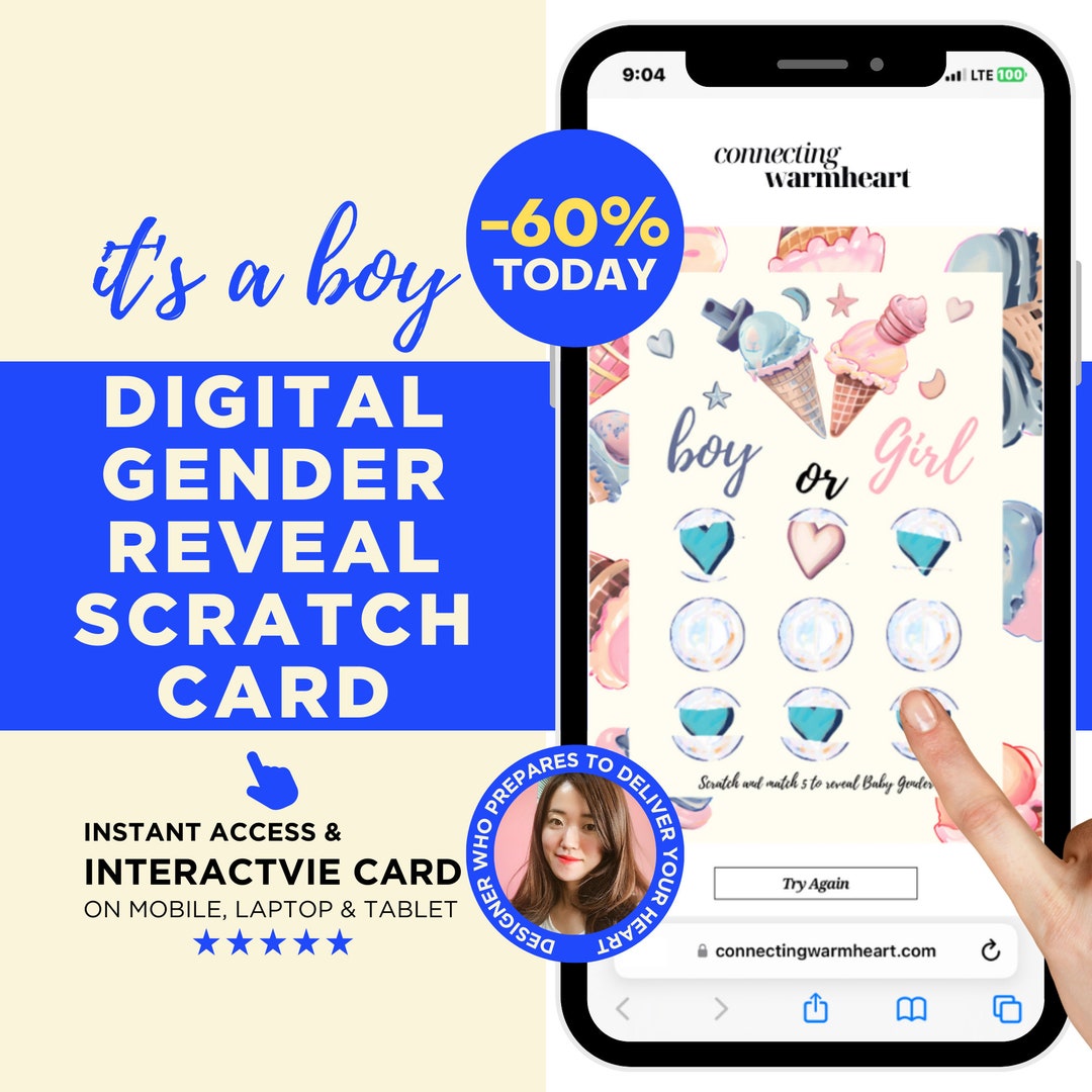 BOY Digital Scratch off Card Gender Reveal Idea Unique to Family Gender ...