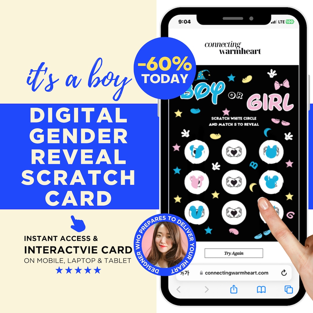 BOY Digital Scratch off Card Gender Reveal Idea Unique to Family Gender ...