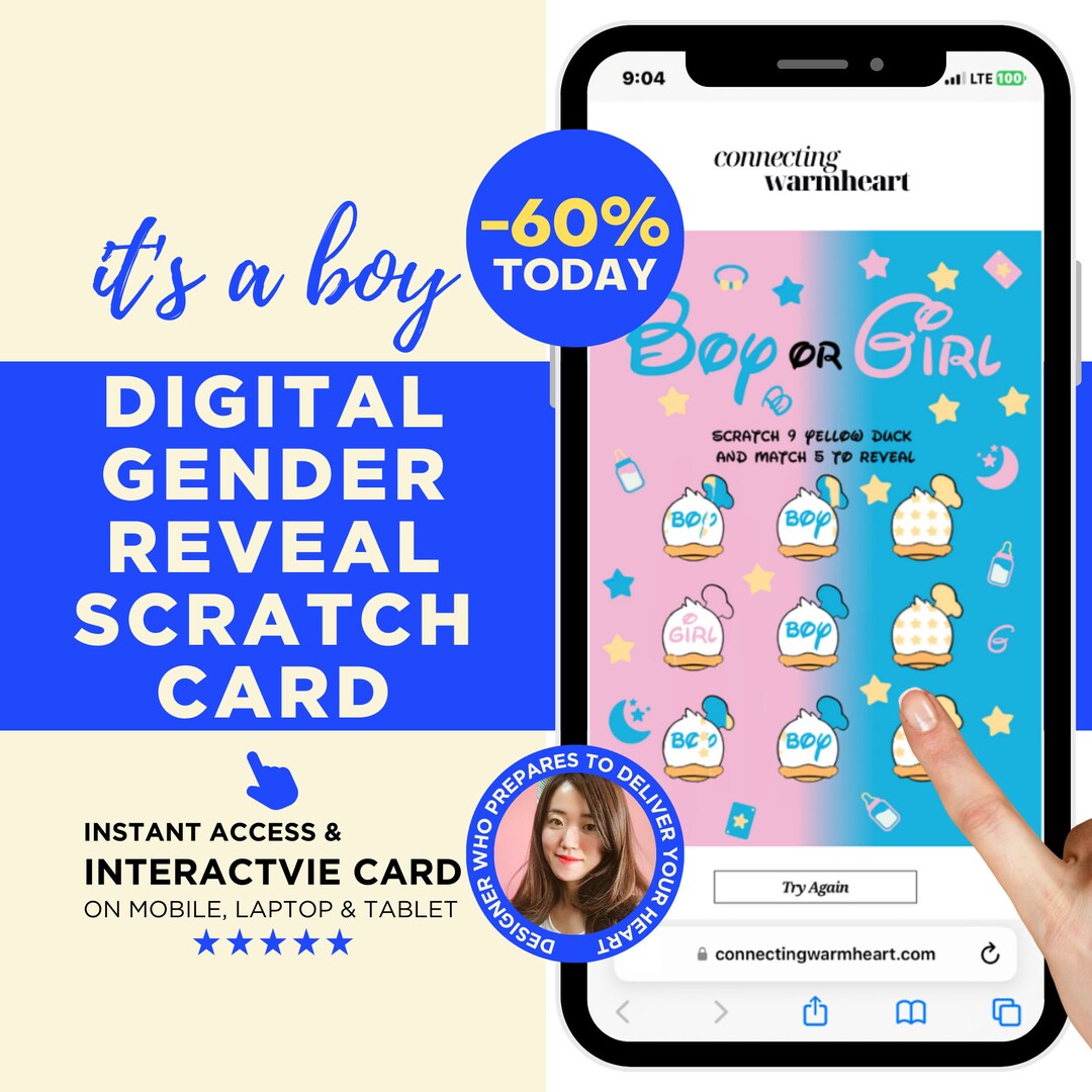 BOY Digital Scratch off Card Gender Reveal Ideas Unique to Family ...