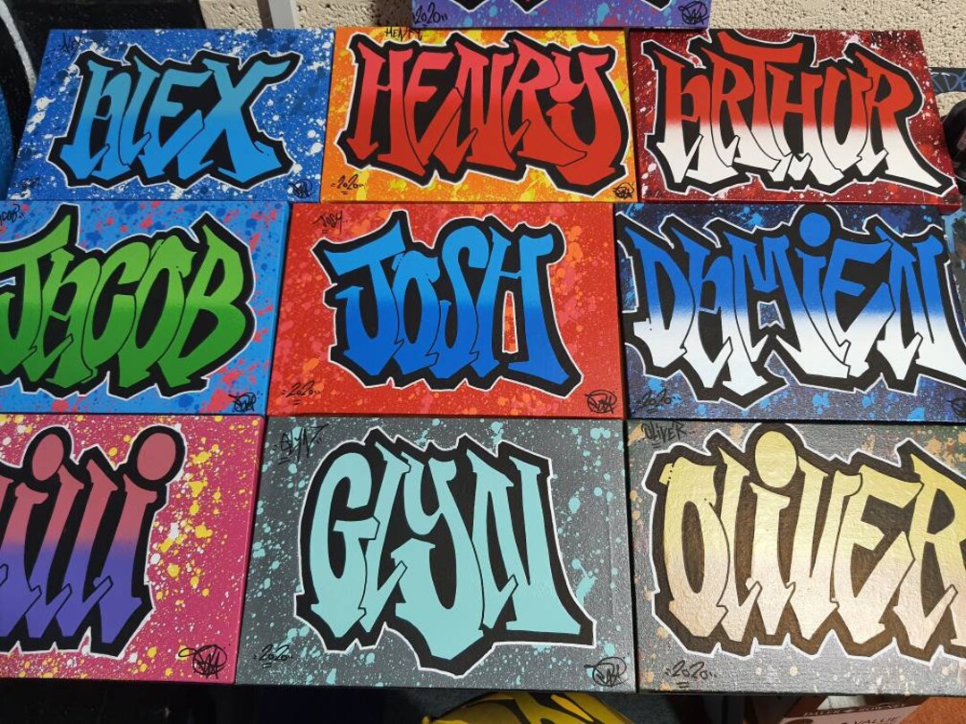 A4 Hand Painted Personalised Graffiti Canvas - Etsy