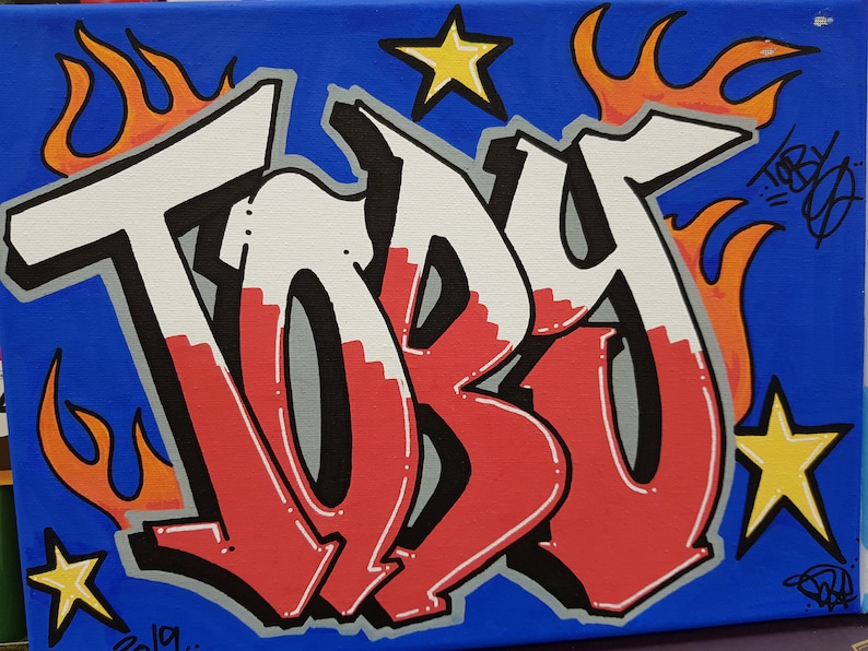 Personalised graffiti name canvas A4 | Etsy