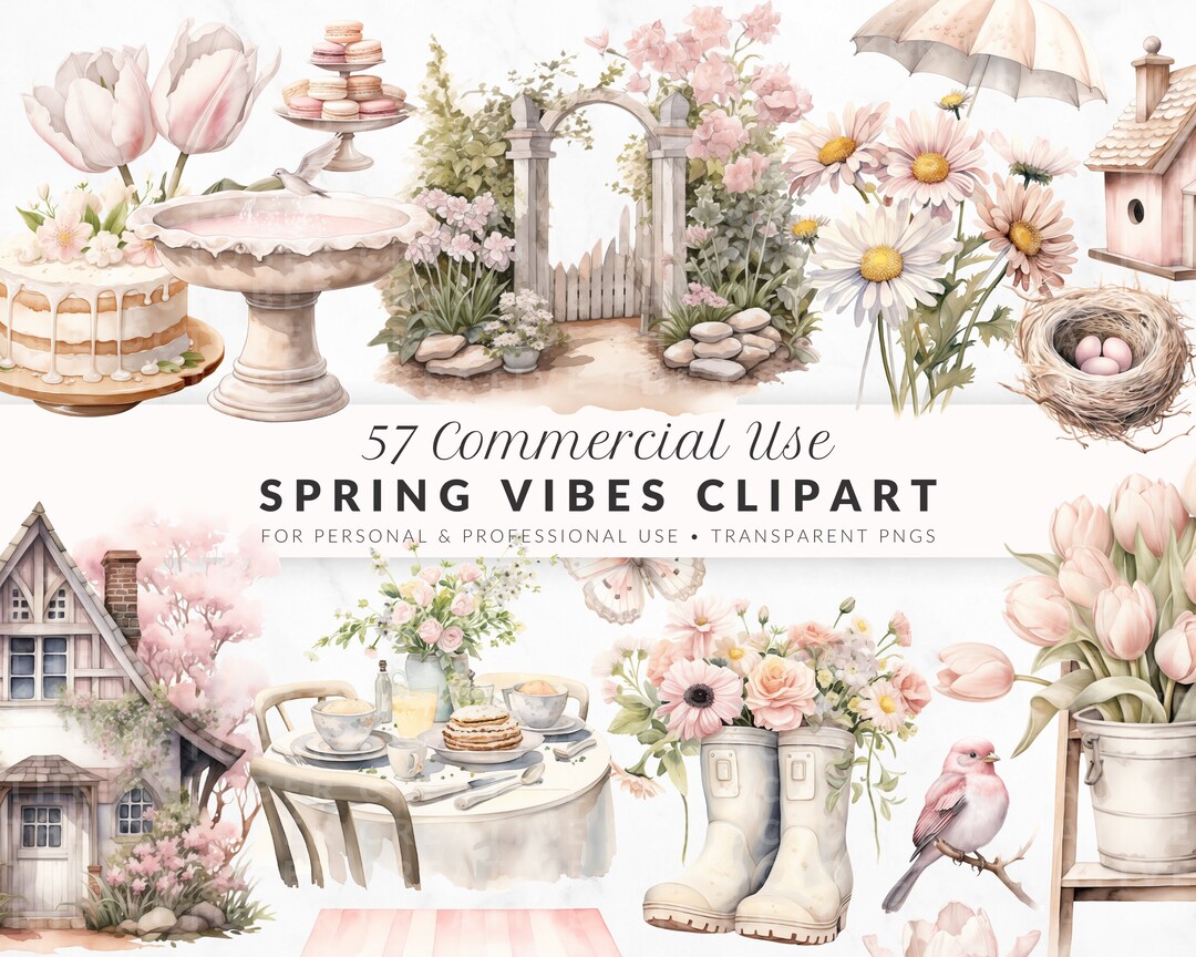 Watercolor Spring Clip Art Pngs, Springtime, Clip Art, Spring Flowers ...