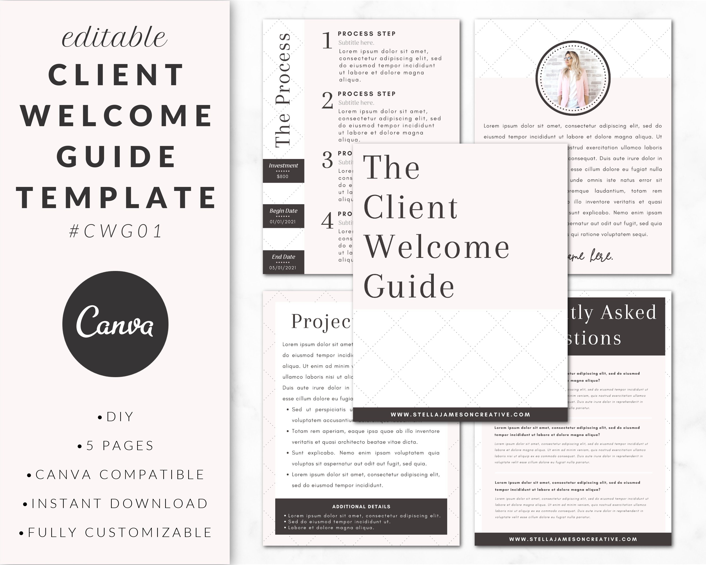 Stationery Welcome Guide Canva Template Client Welcome Client ...