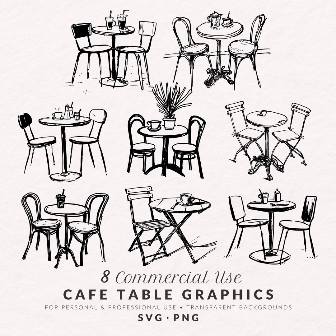 Hand Drawn Cafe Table Illustration, SVG PNG, Hand Drawn Doodle Icons ...