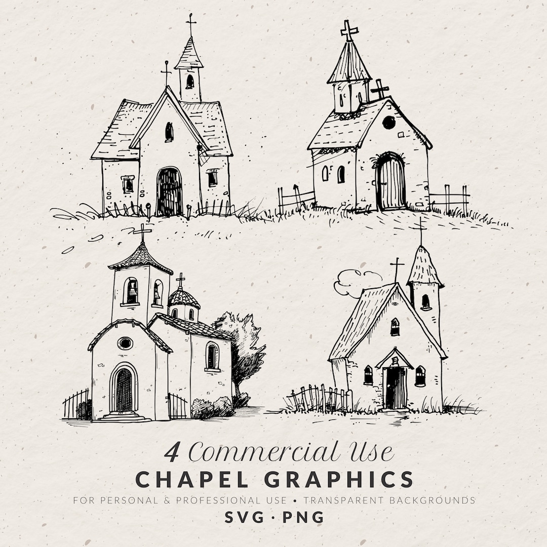 Hand Drawn Wedding Chapel Illustration SVG PNG, Hand Drawn Wedding ...