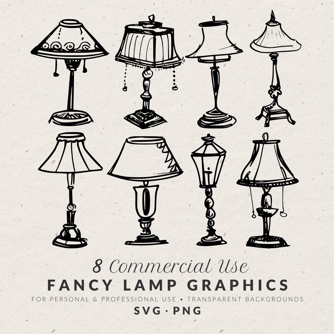 Vintage Lamp Clipart Bundle, Hand Drawn Retro Doodles (SVG & PNG) - Etsy