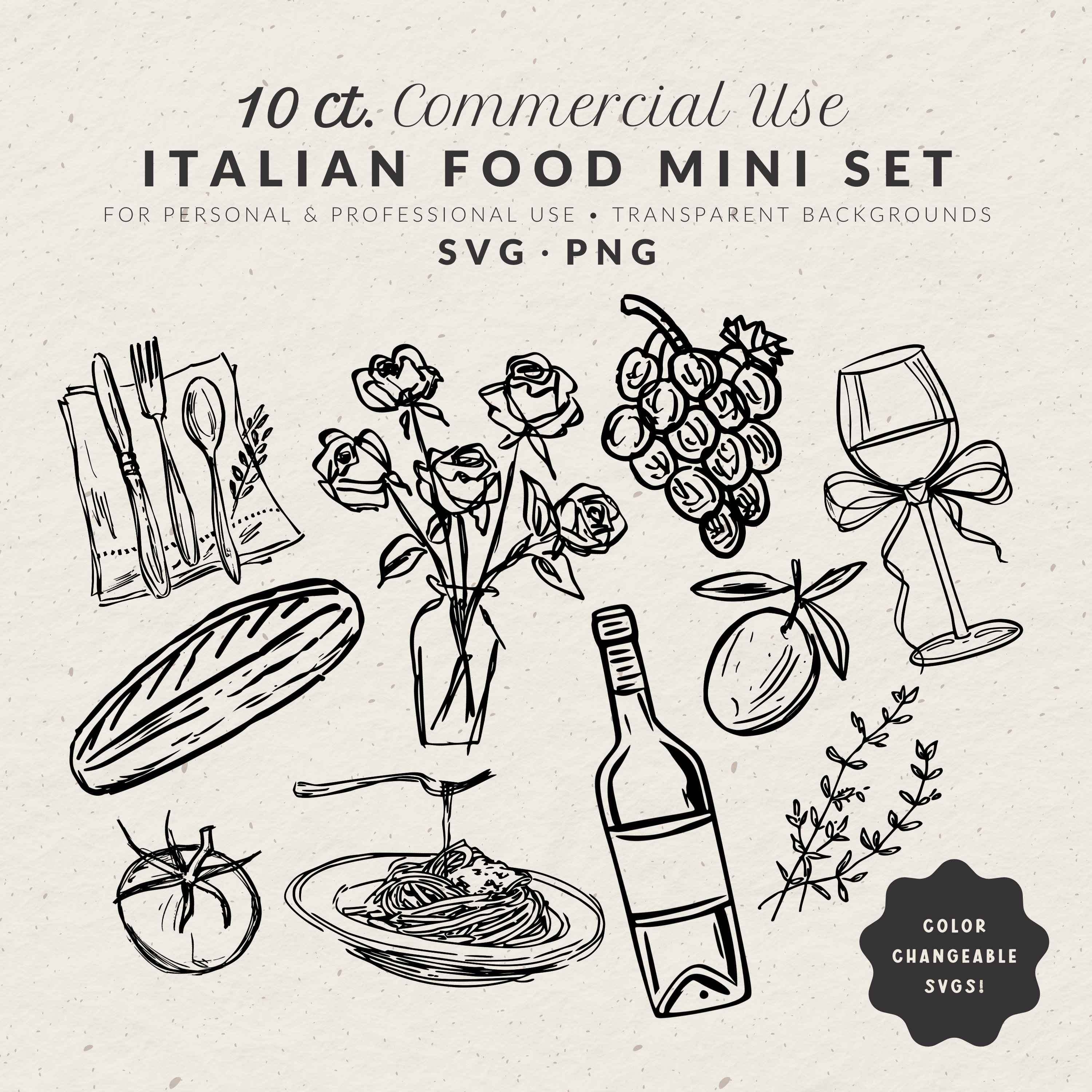 Italian Food Clip Art Black And White