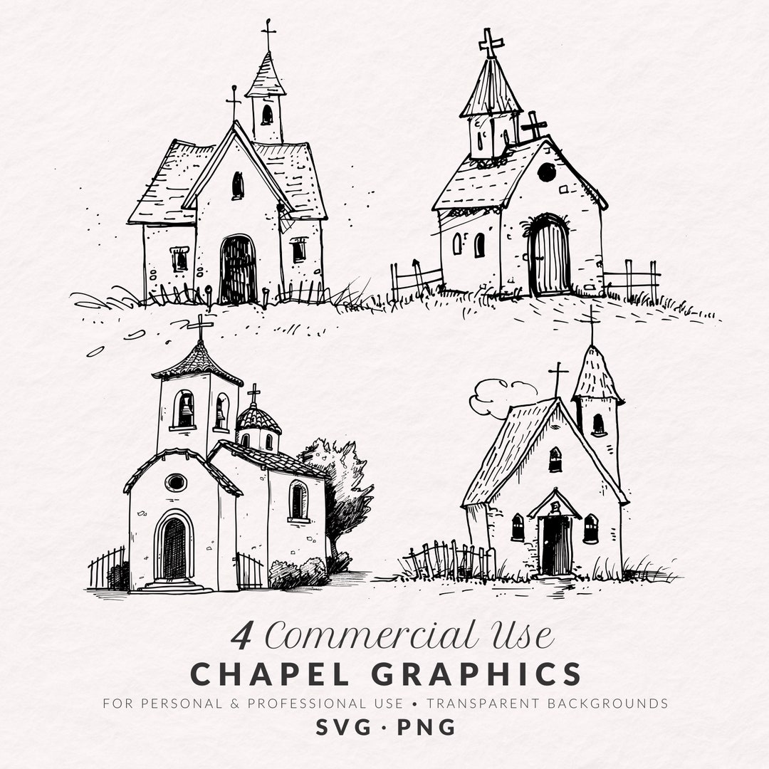 Hand Drawn Wedding Chapel Illustration, SVG PNG, Hand Drawn Wedding ...