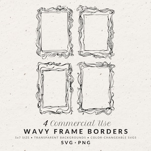Hand Drawn Wavy Squiggle Border Illustration Bundle Set SVG PNG, Size ...