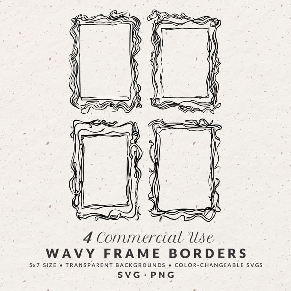 Hand Drawn Svg Wavy Squiggle Border and Frames for Wedding - Etsy