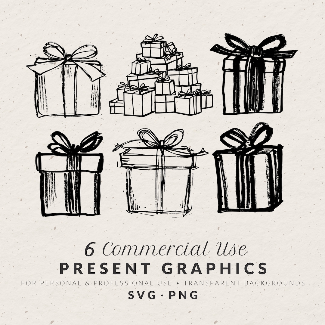 Hand Drawn Gift Illustration SVG PNG, Hand Drawn Wedding Icons ...