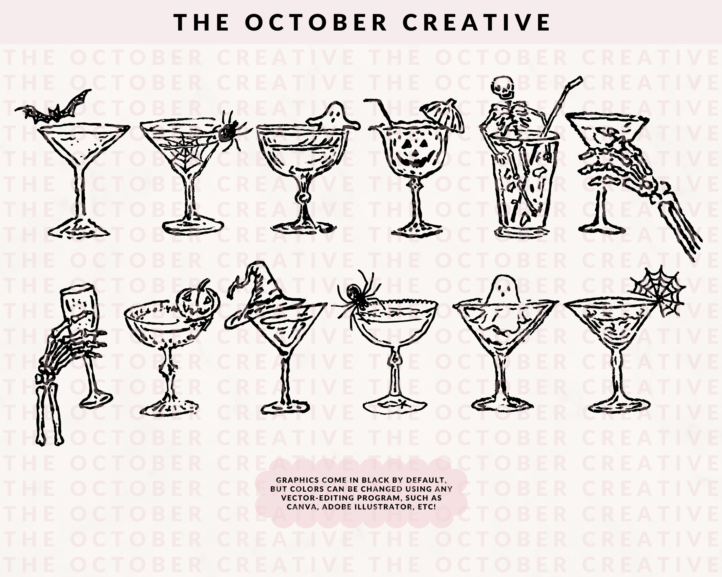 Halloween Witch Clipart Bundle: Hand Drawn Drinks, SVG & PNG Files - Etsy