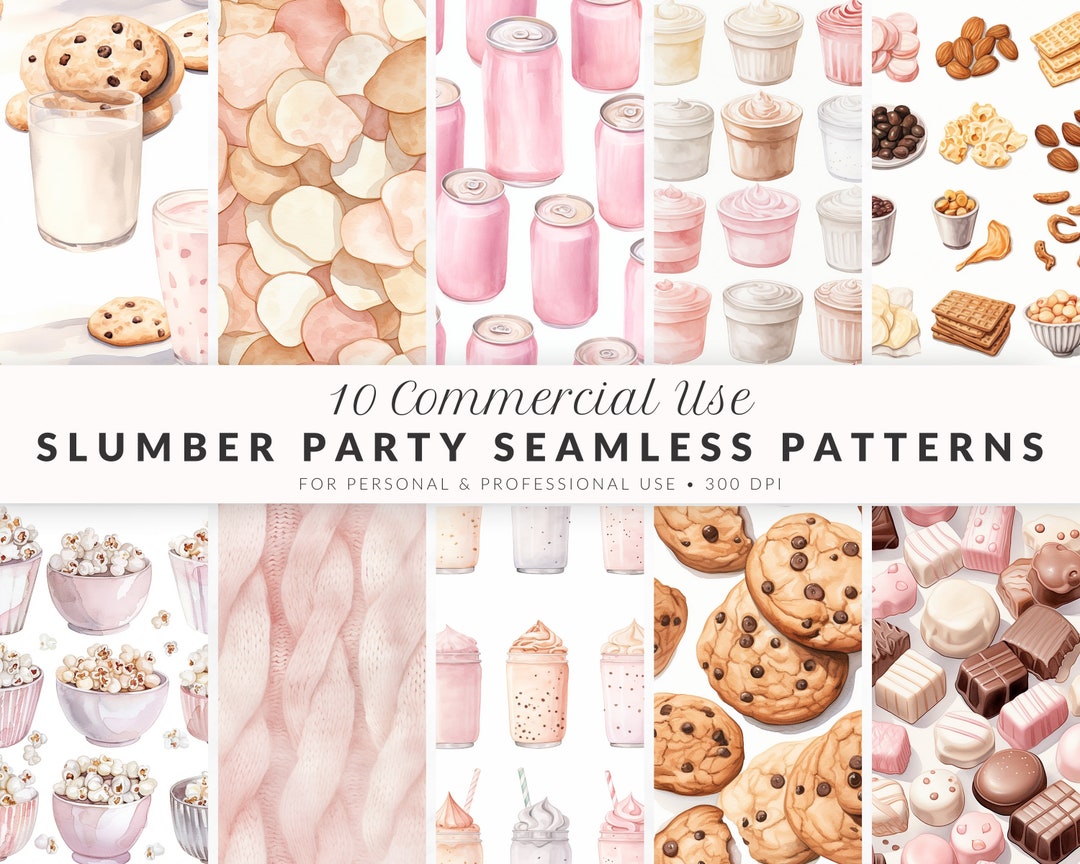 Watercolor Slumber Party Seamless Patterns Pngs, Seamless Pattern ...