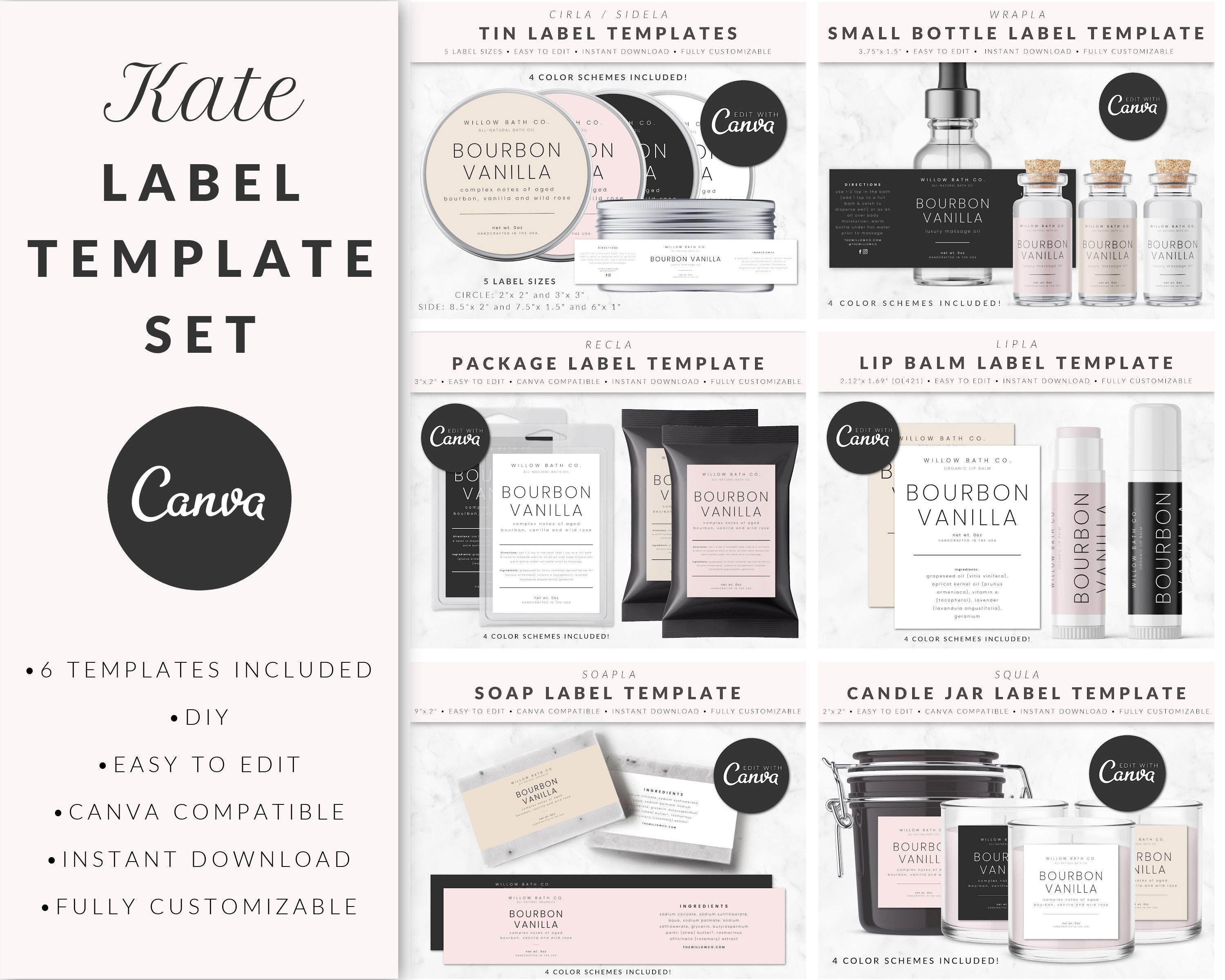 Product Label Template Set for Canva Template Bundle Product - Etsy