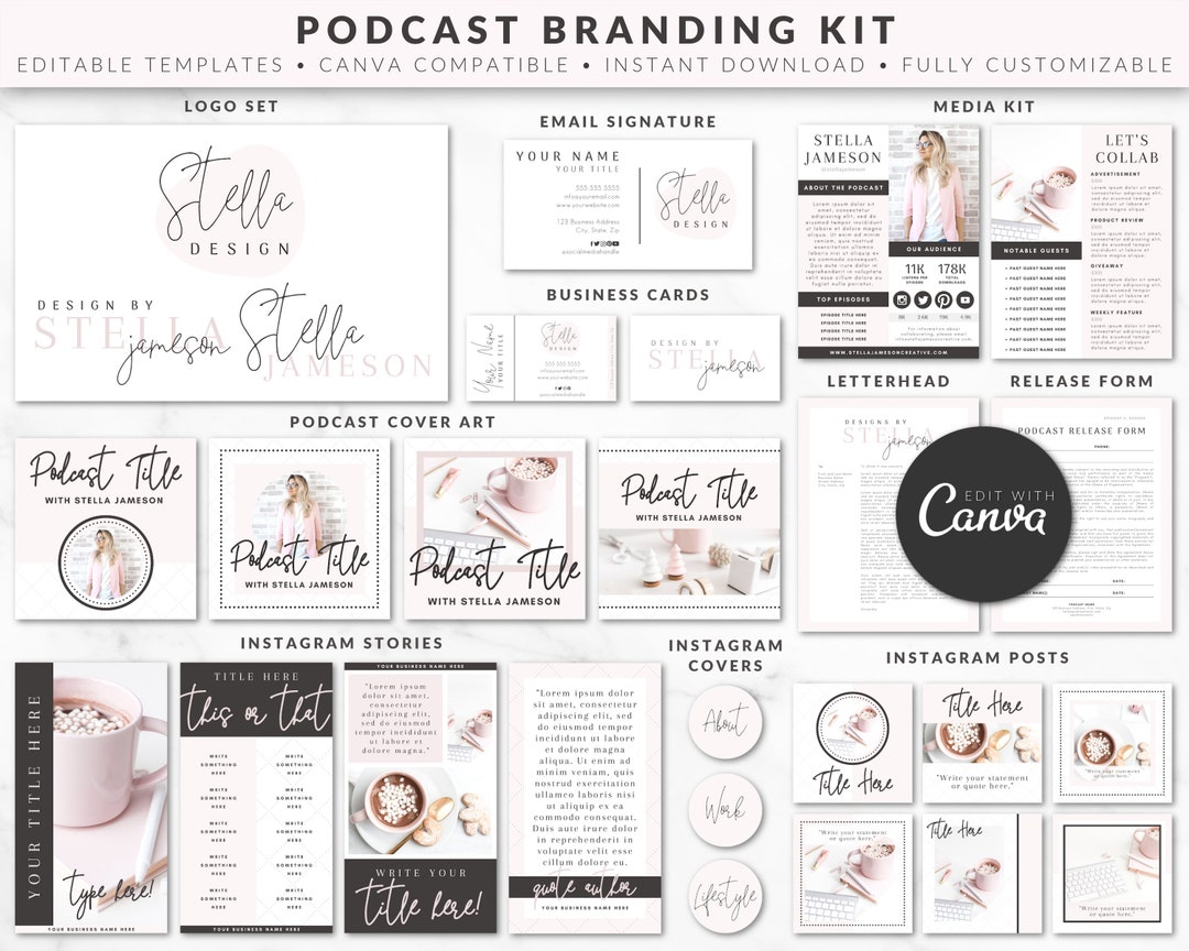 Podcast Branding Kit for Canva, Business Branding Kit, Editable ...